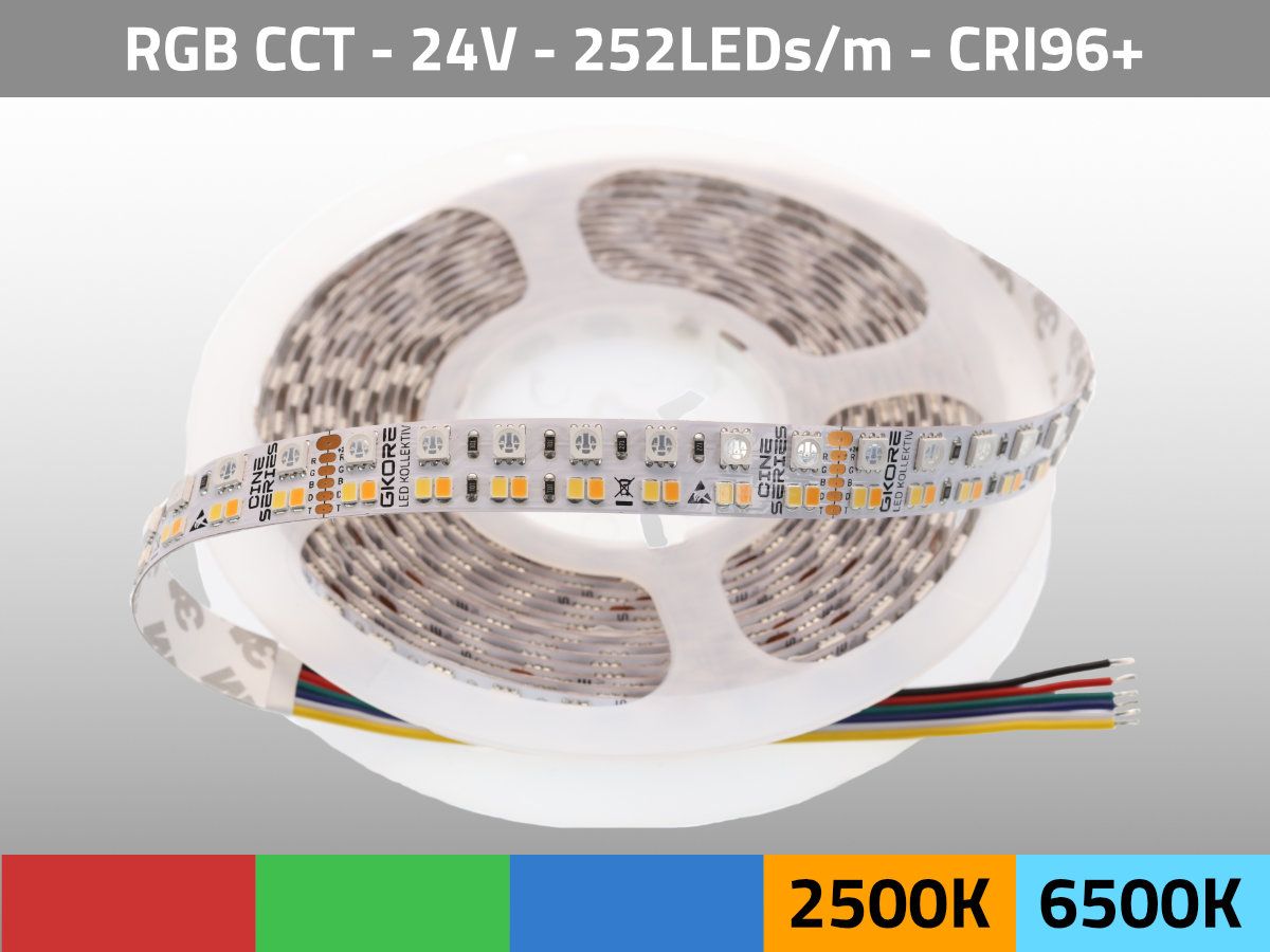 LED Strip CCT+RGB 2500K-6000K 24V 43W/m CRI96 TLCI97 | GKORE CINE ...