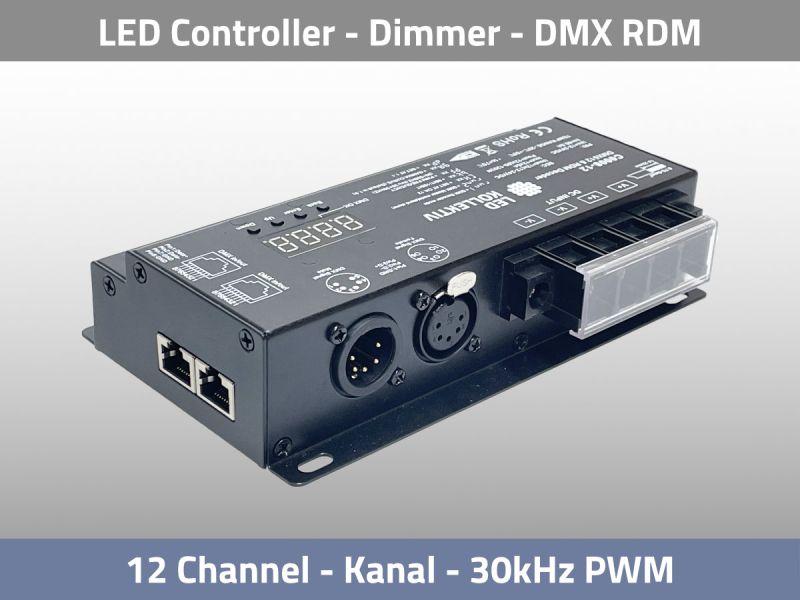 12 Channel DMX RDM LED Controller 12x 5A PWM XLR5 with Master Mode | 8 ...